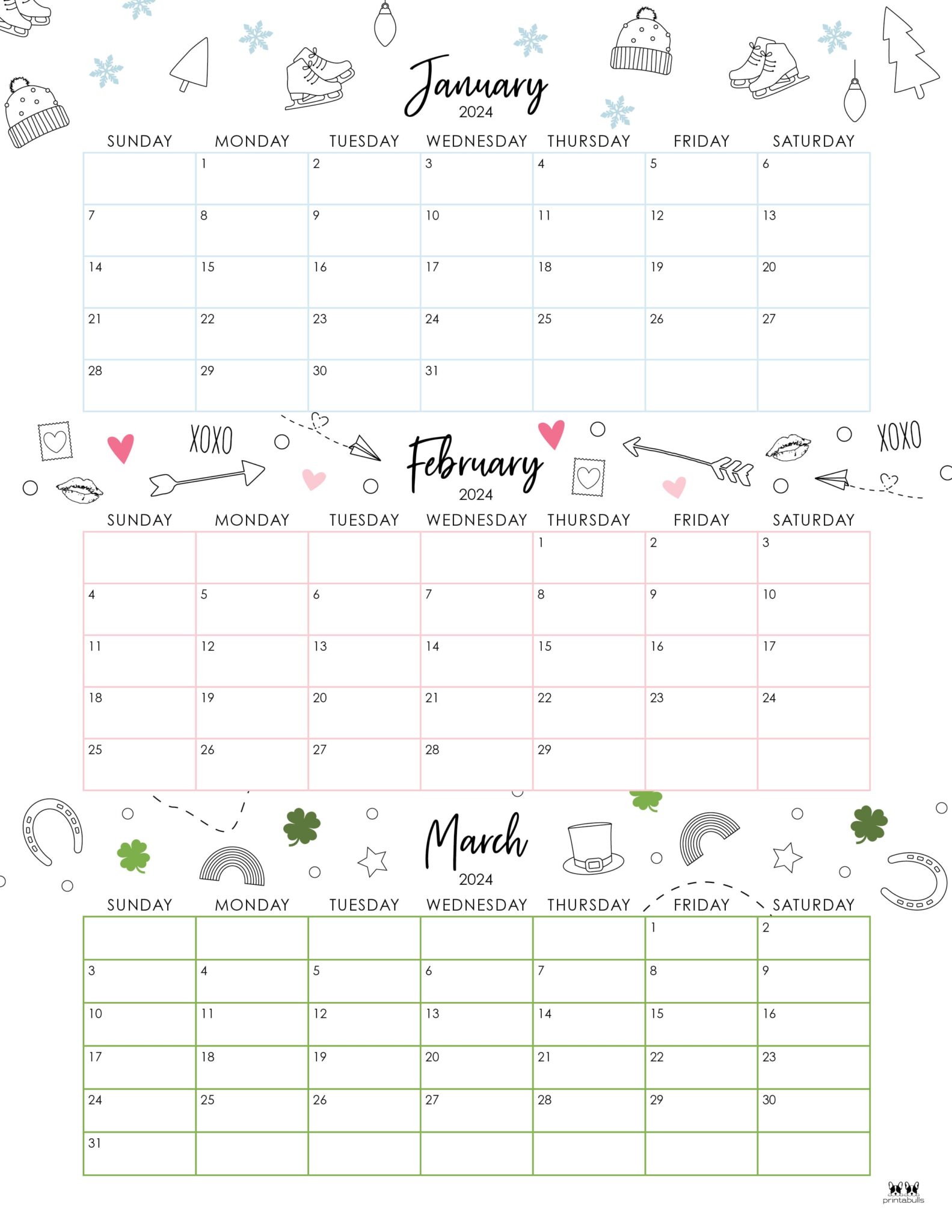 Three Month/Quarterly Calendars - 36 FREE Calendars | Printabulls