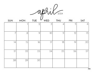 April 2024 Calendars - 50 FREE Printables | Printabulls