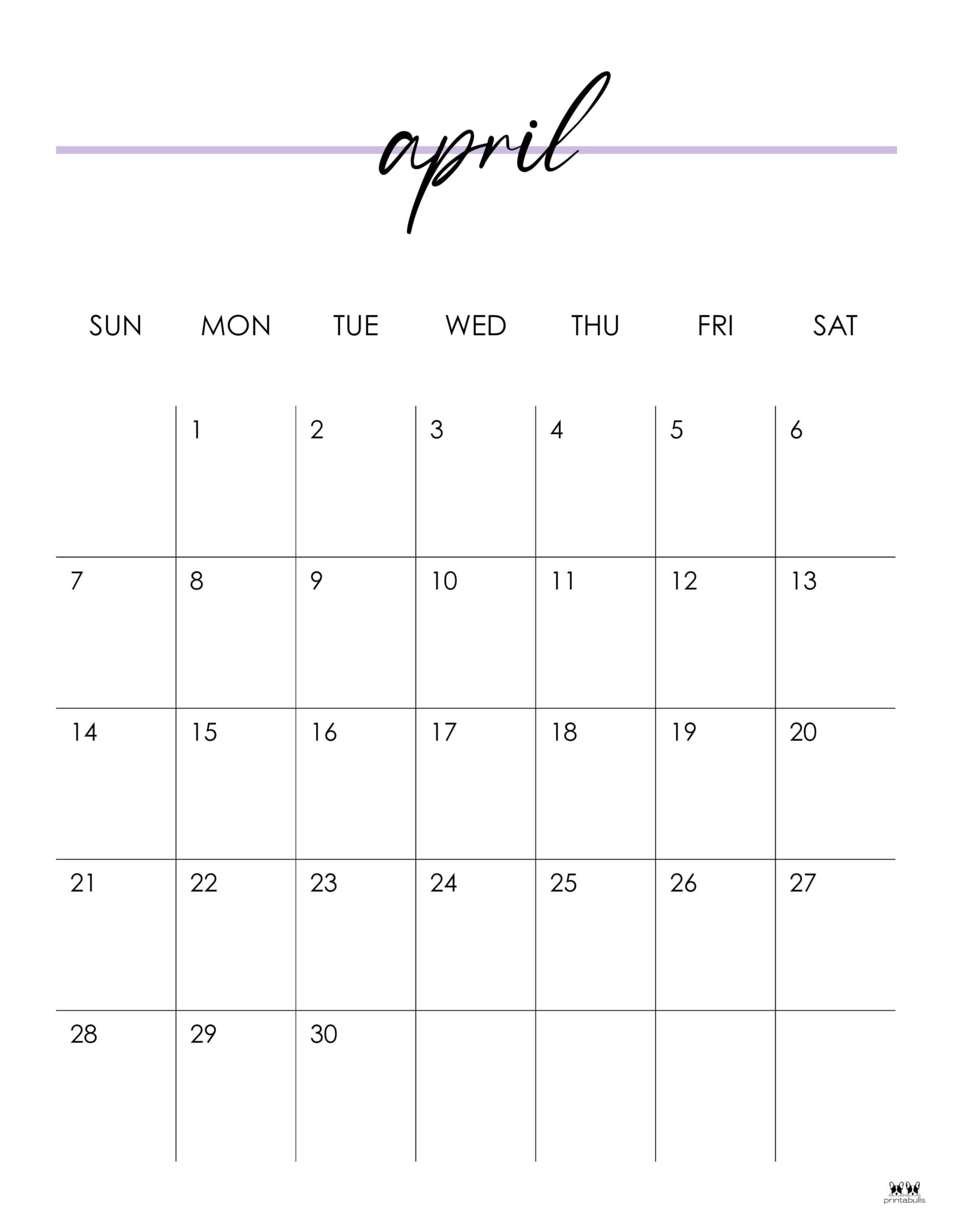 April 2024 Calendars - 50 FREE Printables | Printabulls