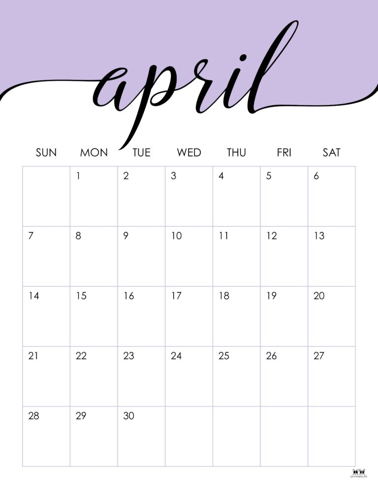 April 2024 Calendars - 50 FREE Printables | Printabulls