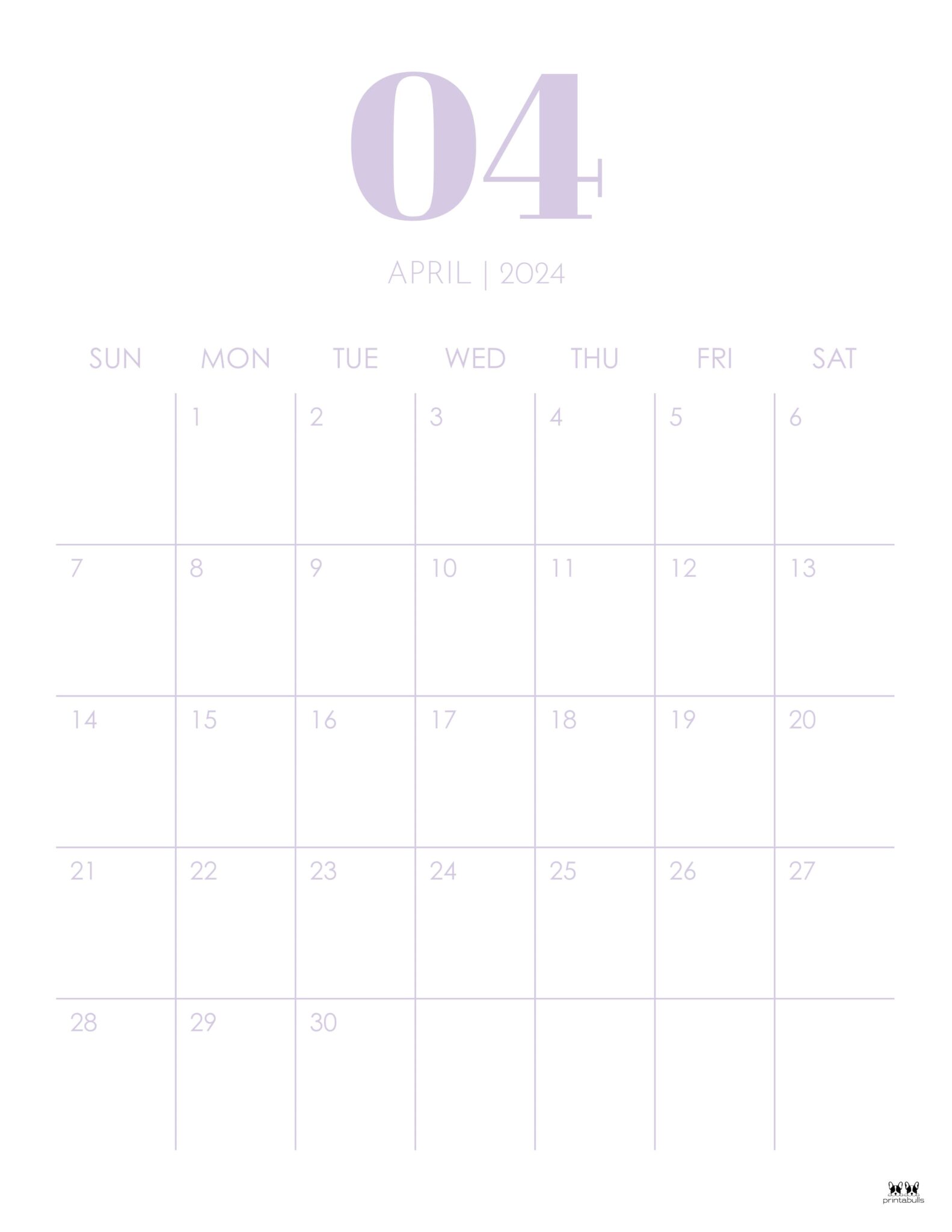 April 2024 Calendars - 50 FREE Printables | Printabulls