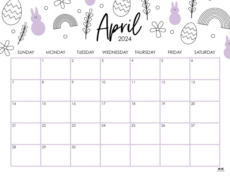 April 2024 Calendars - 50 FREE Printables | Printabulls