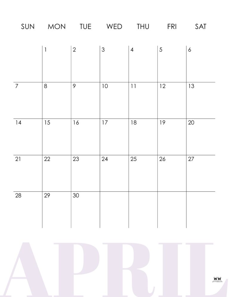 April 2024 Calendars - 50 FREE Printables | Printabulls