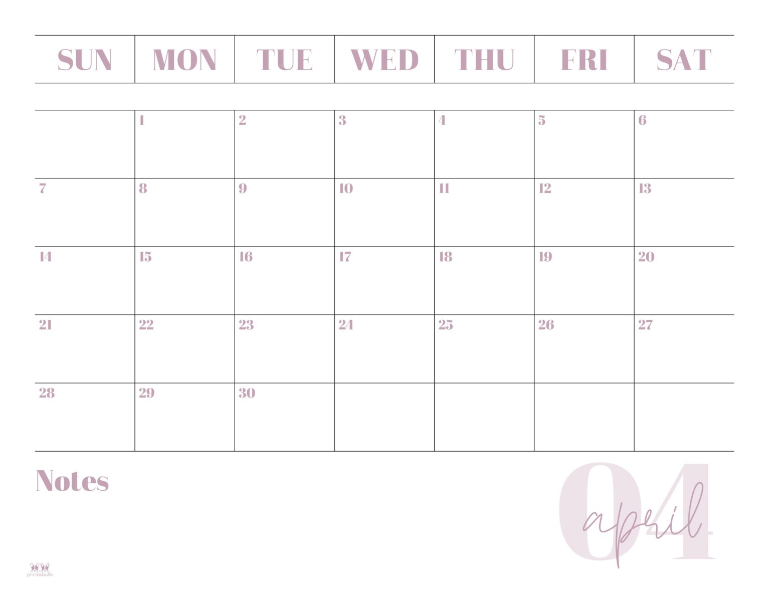 April 2024 Calendars - 50 FREE Printables | Printabulls