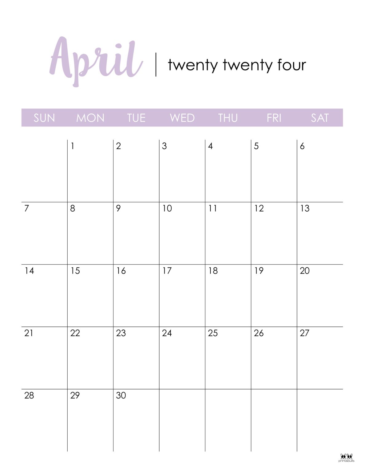 April 2024 Calendars - 50 FREE Printables | Printabulls