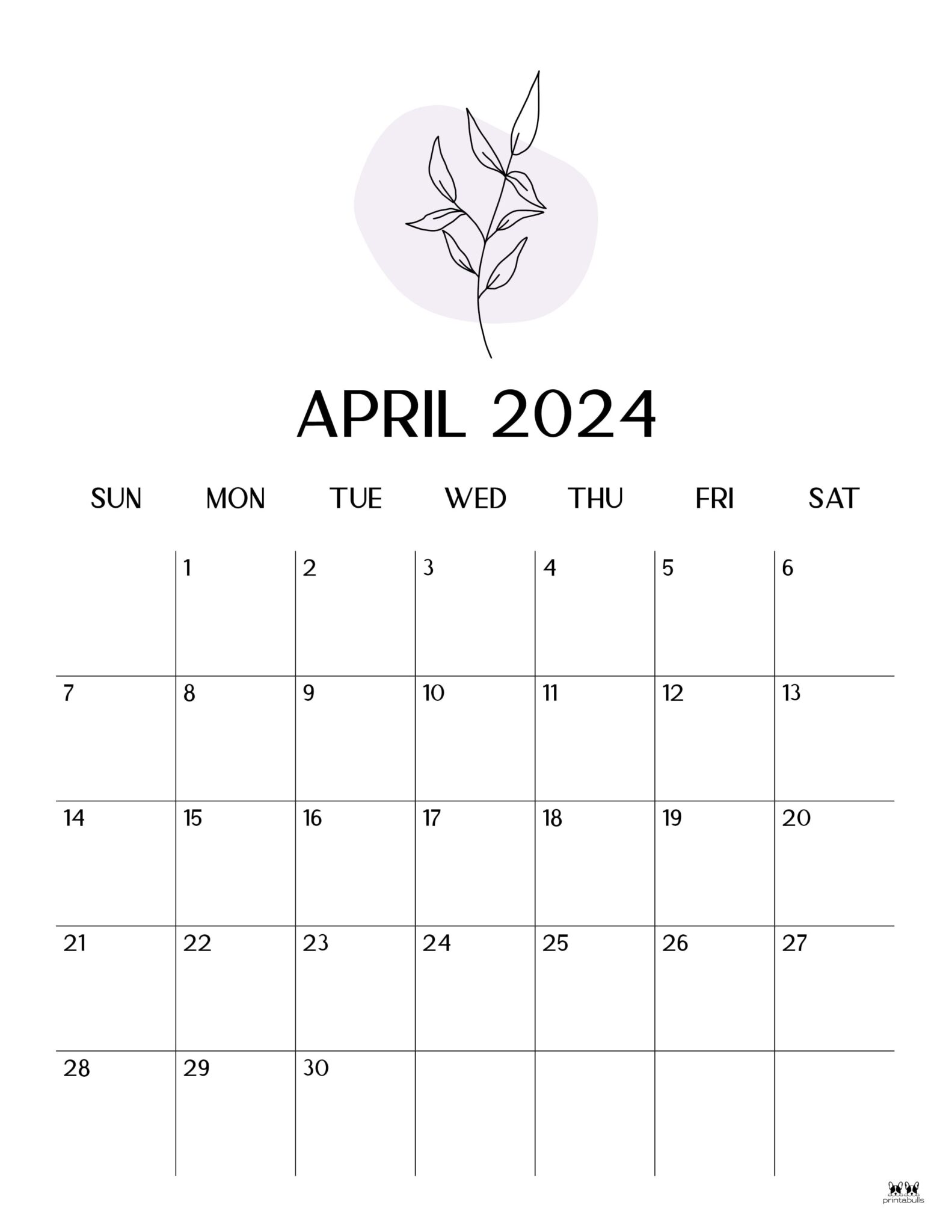 April 2024 Calendars - 50 FREE Printables | Printabulls