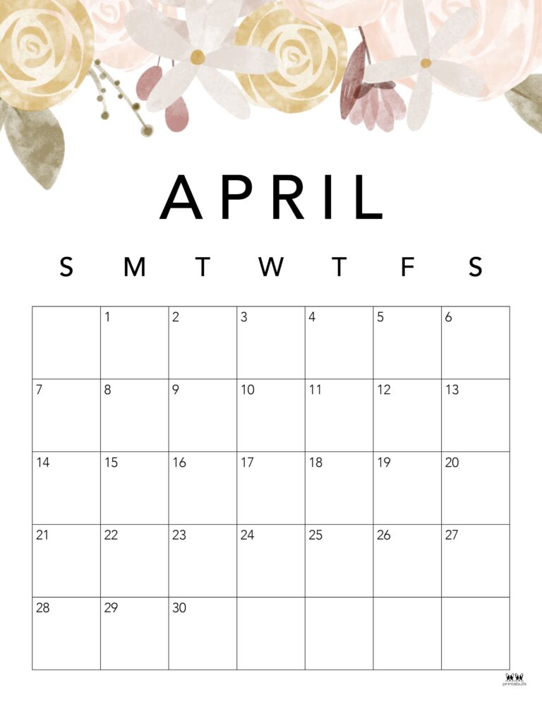 April 2024 Calendars - 50 FREE Printables | Printabulls