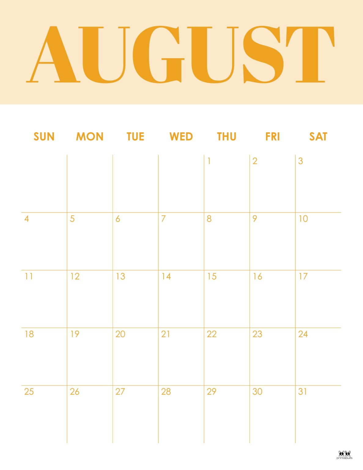 August 2024 Calendars - 50 FREE Printables | Printabulls
