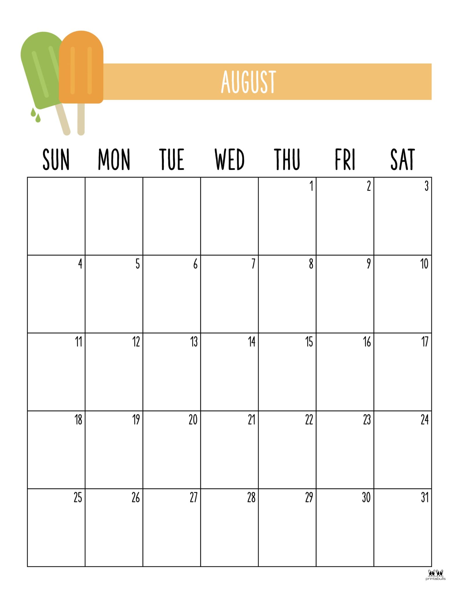 August 2024 Calendars - 50 FREE Printables | Printabulls
