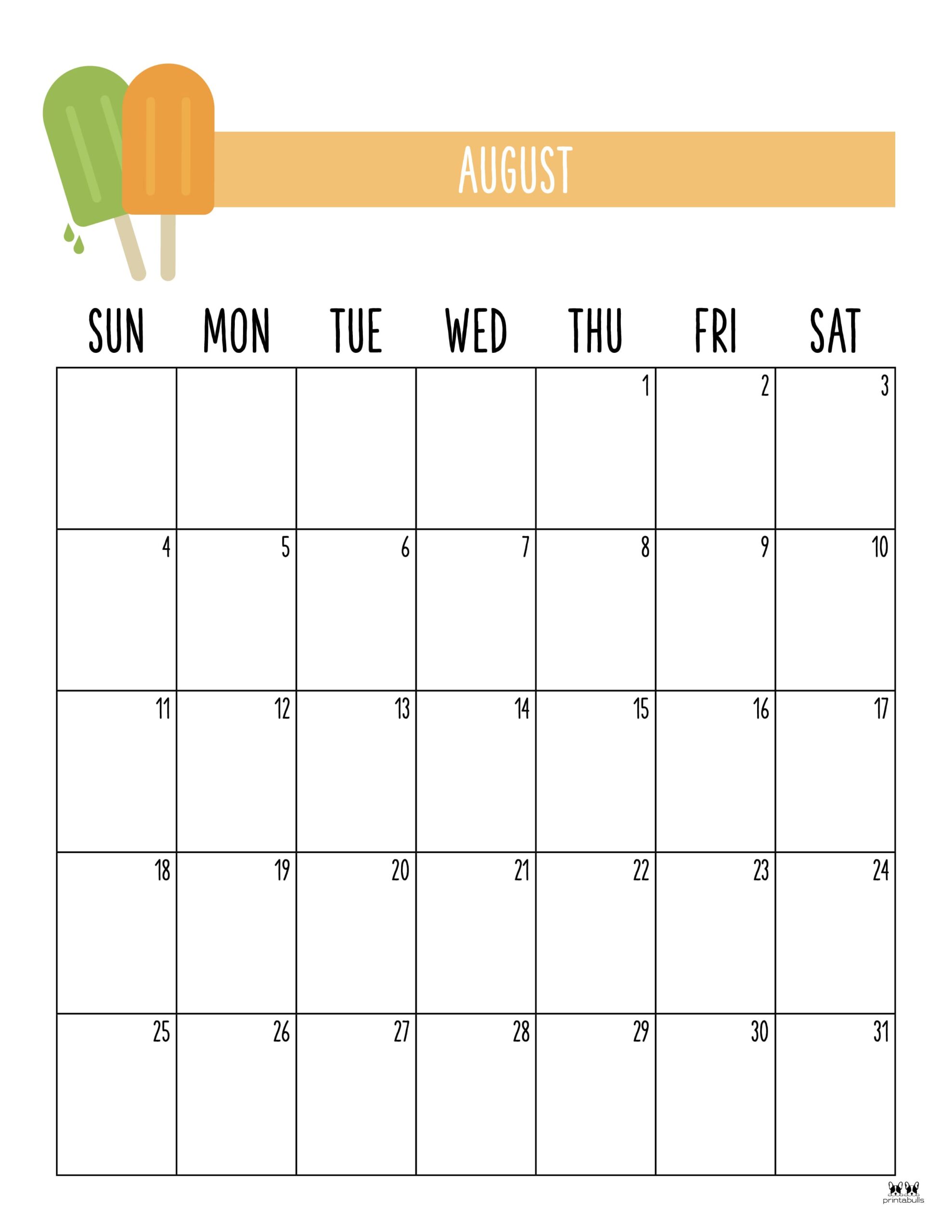 August 2024 Calendars - 50 FREE Printables | Printabulls