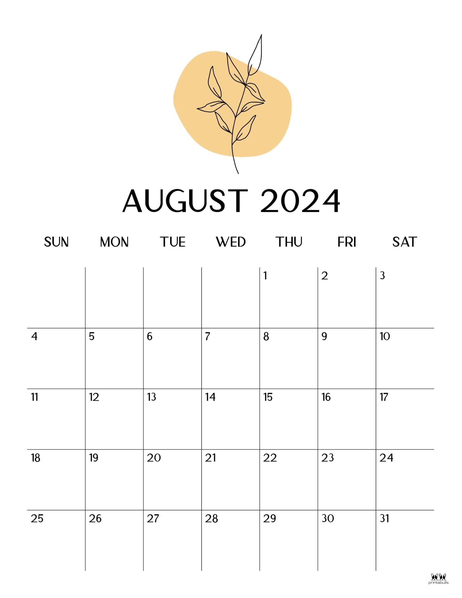 August 2024 Calendars - 50 FREE Printables | Printabulls