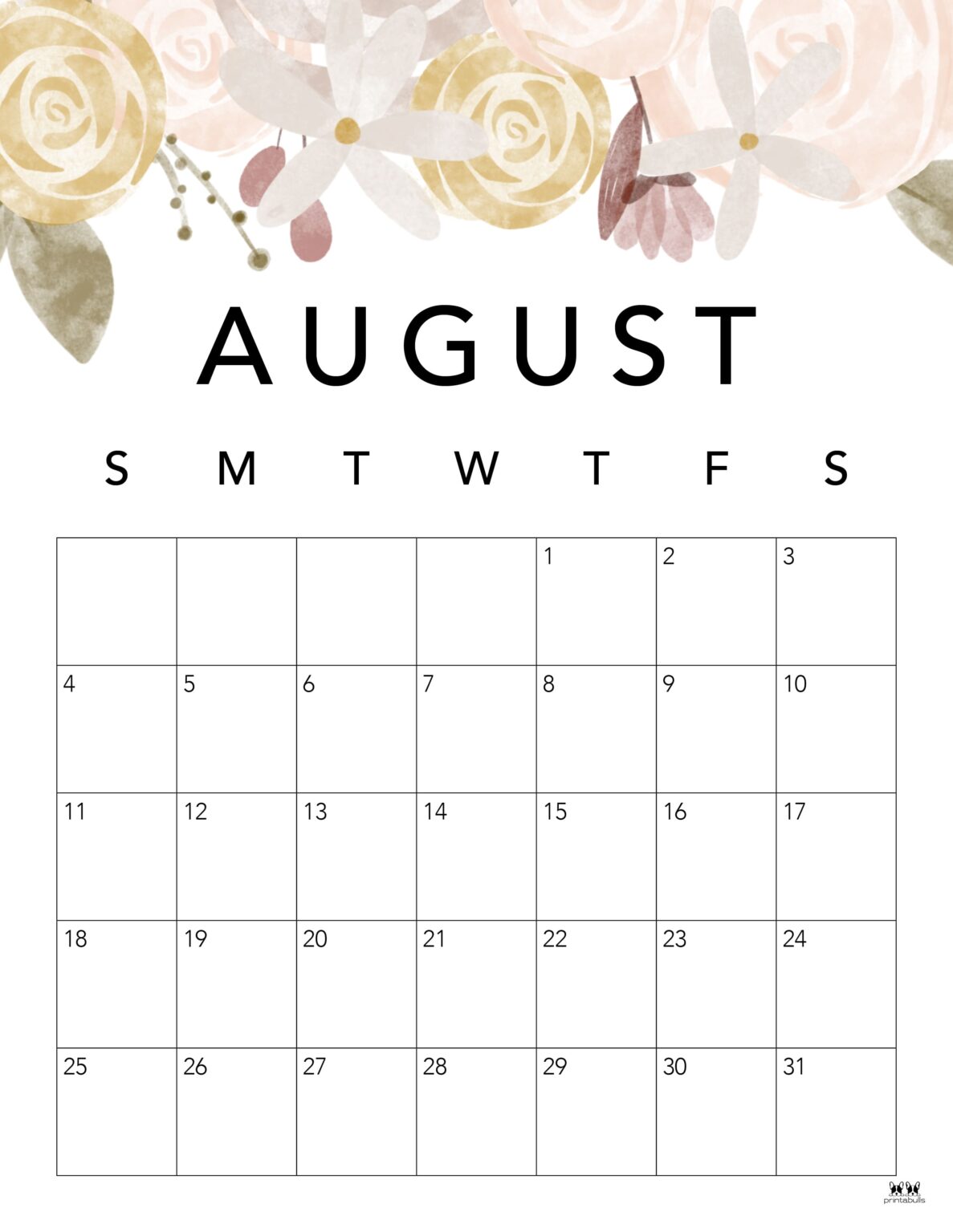 August 2024 Calendars - 50 FREE Printables | Printabulls