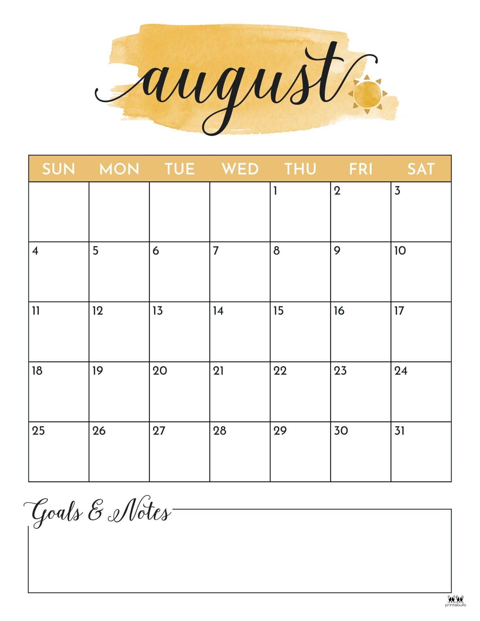 August 2024 Calendars - 50 FREE Printables | Printabulls
