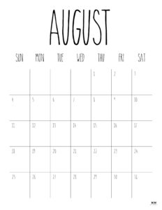 August 2024 Calendars - 50 FREE Printables | Printabulls
