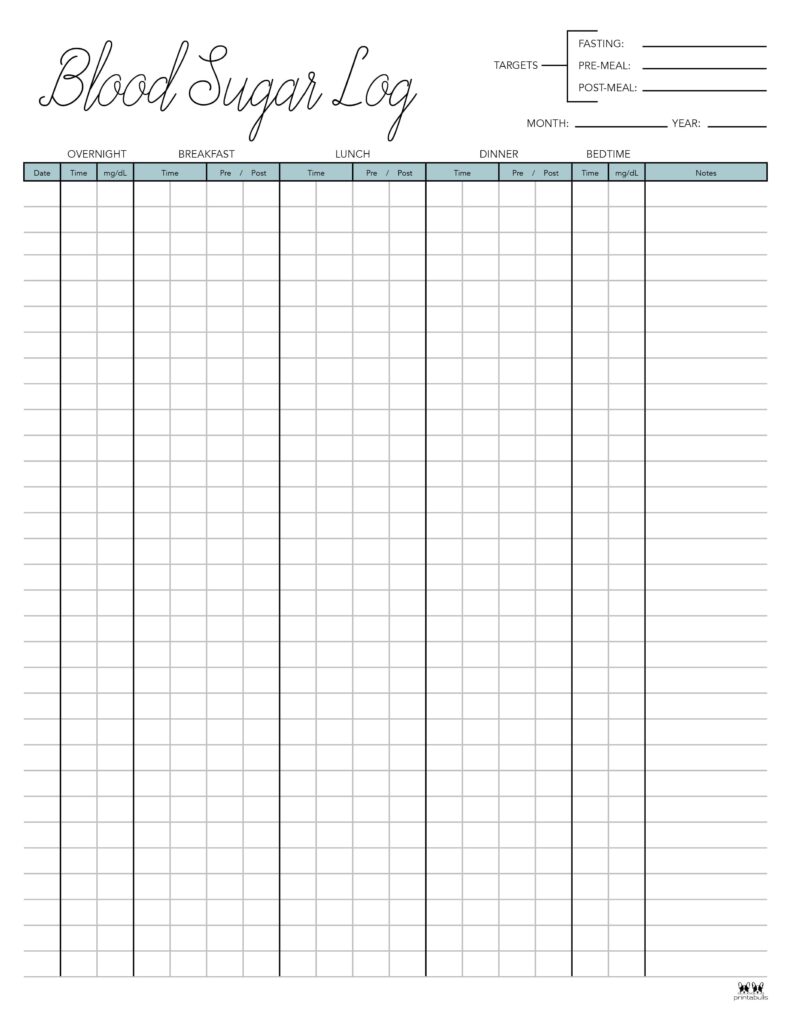 Free Printable Blood Sugar Log Sheet Free Printable Free Printable Blood Sugar Log Sheet Free Printable