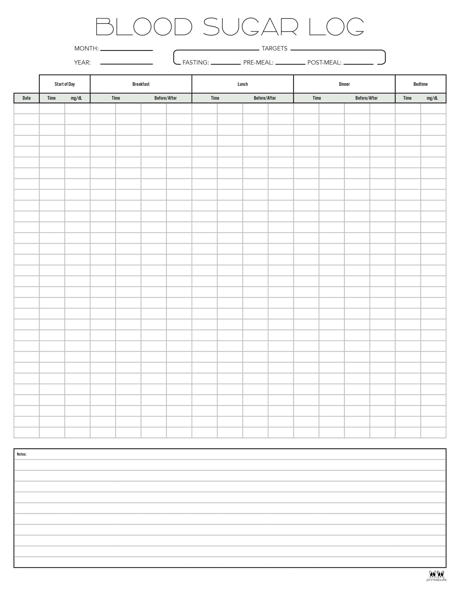 Blood Sugar Logs - 32 FREE Logs & Trackers | Printabulls