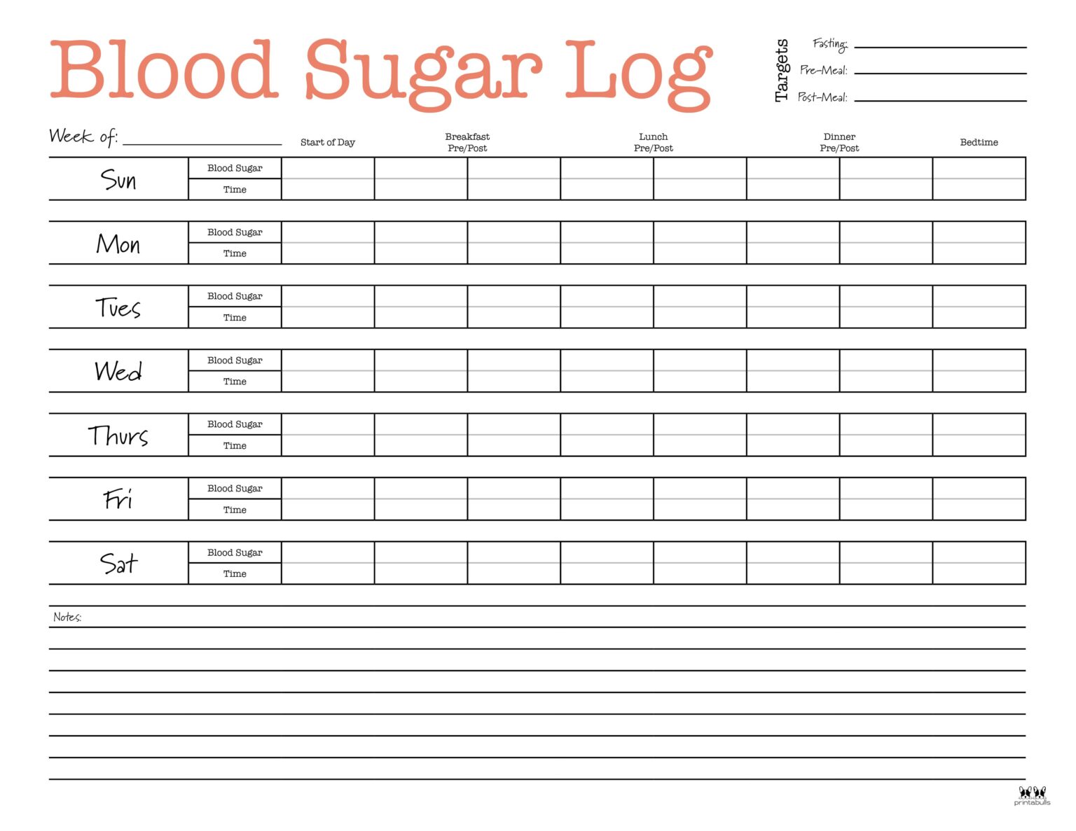 Blood Sugar Logs - 32 FREE Logs & Trackers | Printabulls