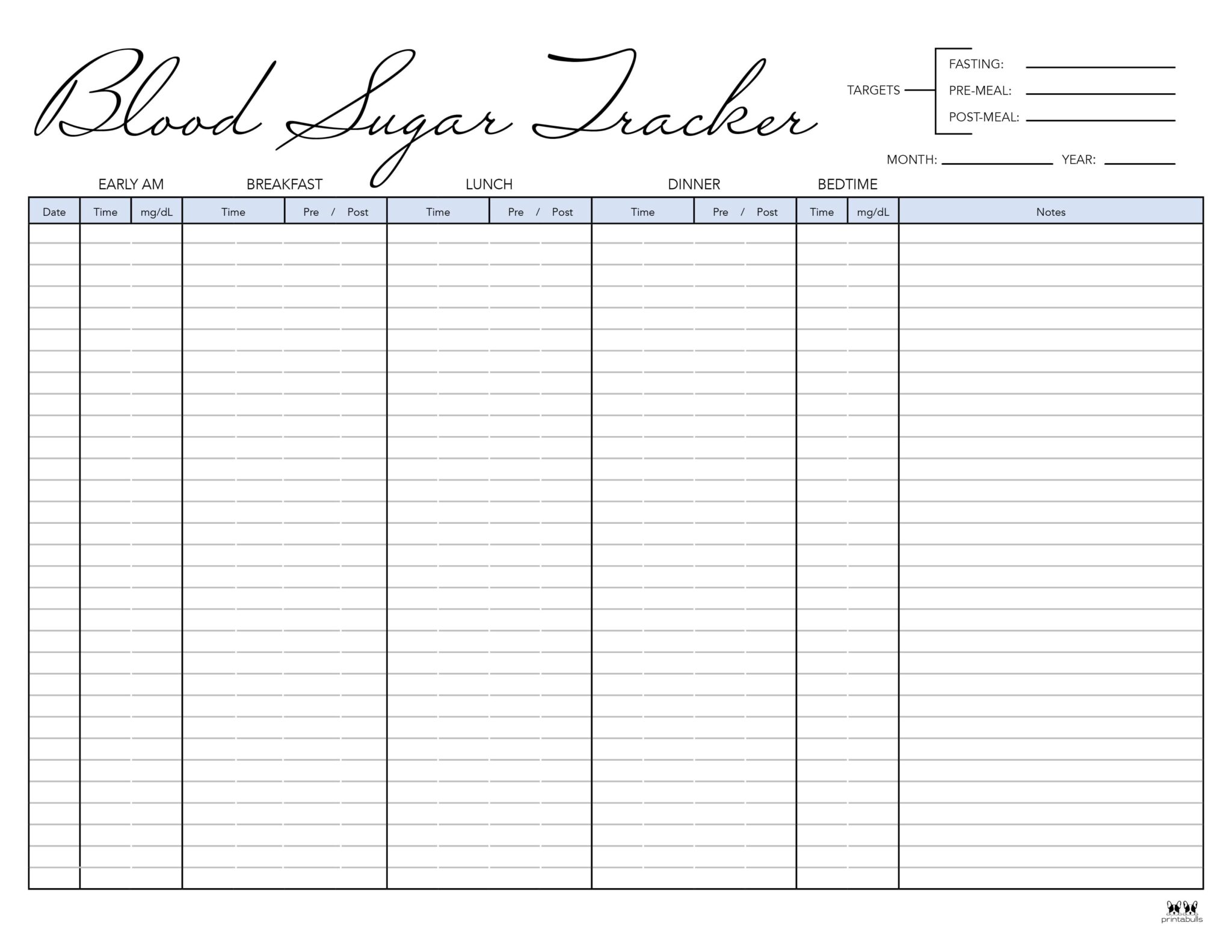 Blood Sugar Logs - 32 FREE Logs & Trackers | Printabulls