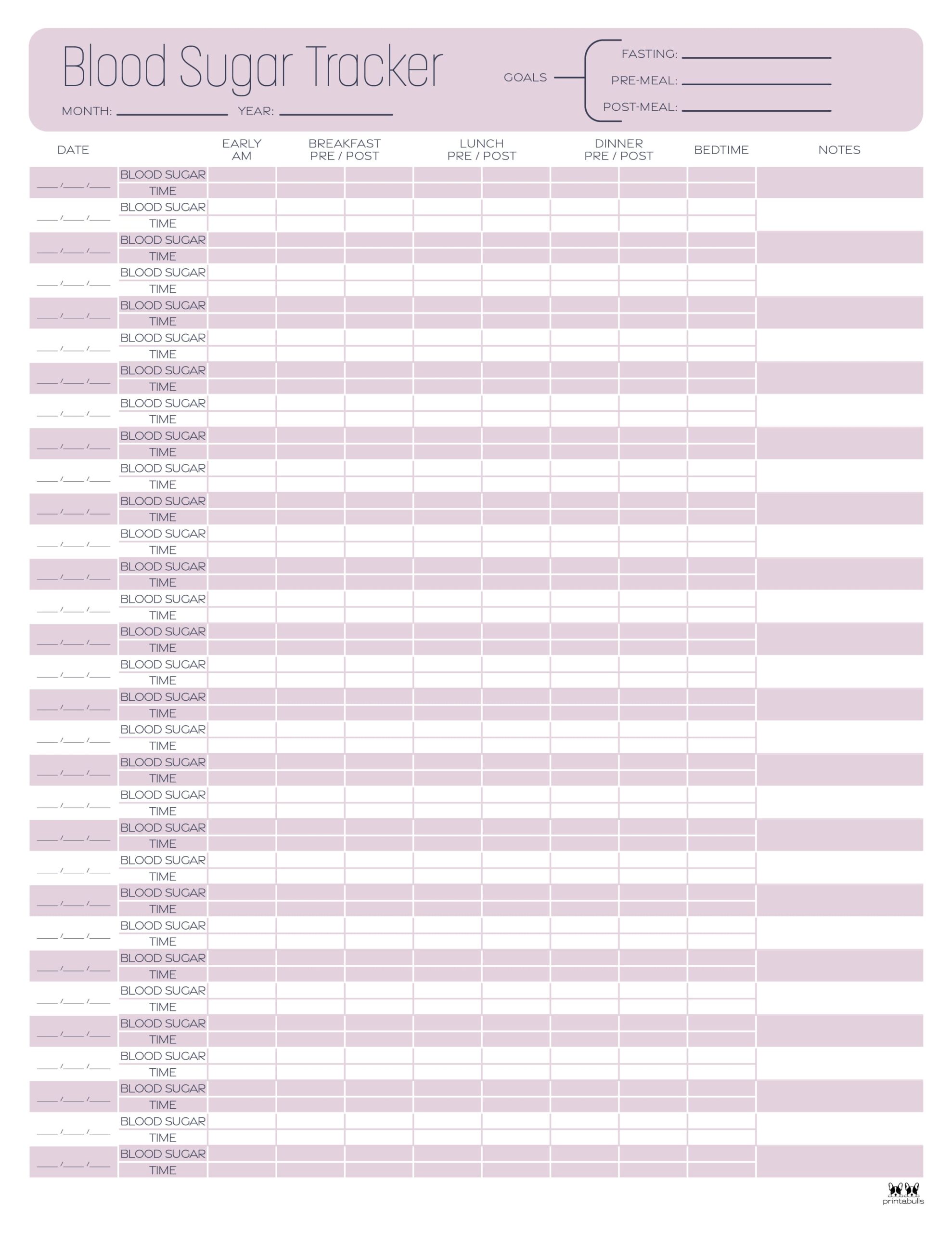 Blood Sugar Logs - 25 FREE Logs & Trackers - PrintaBulk
