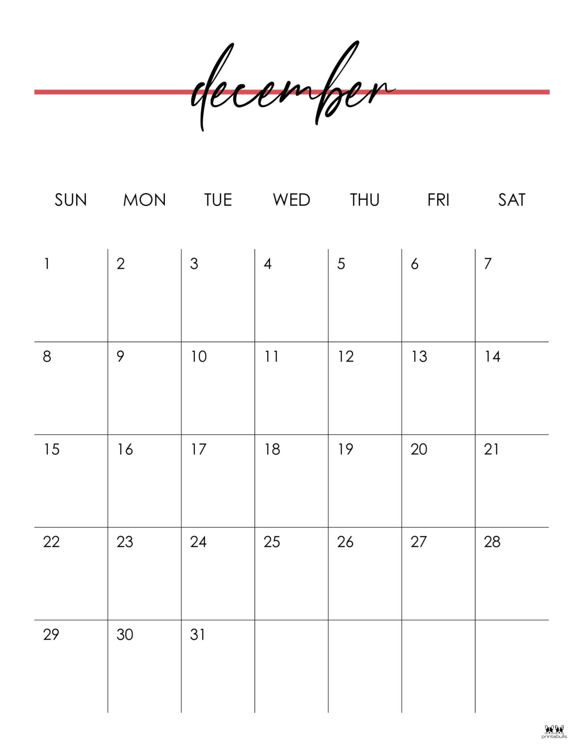 December 2024 Calendars - 50 FREE Printables | Printabulls