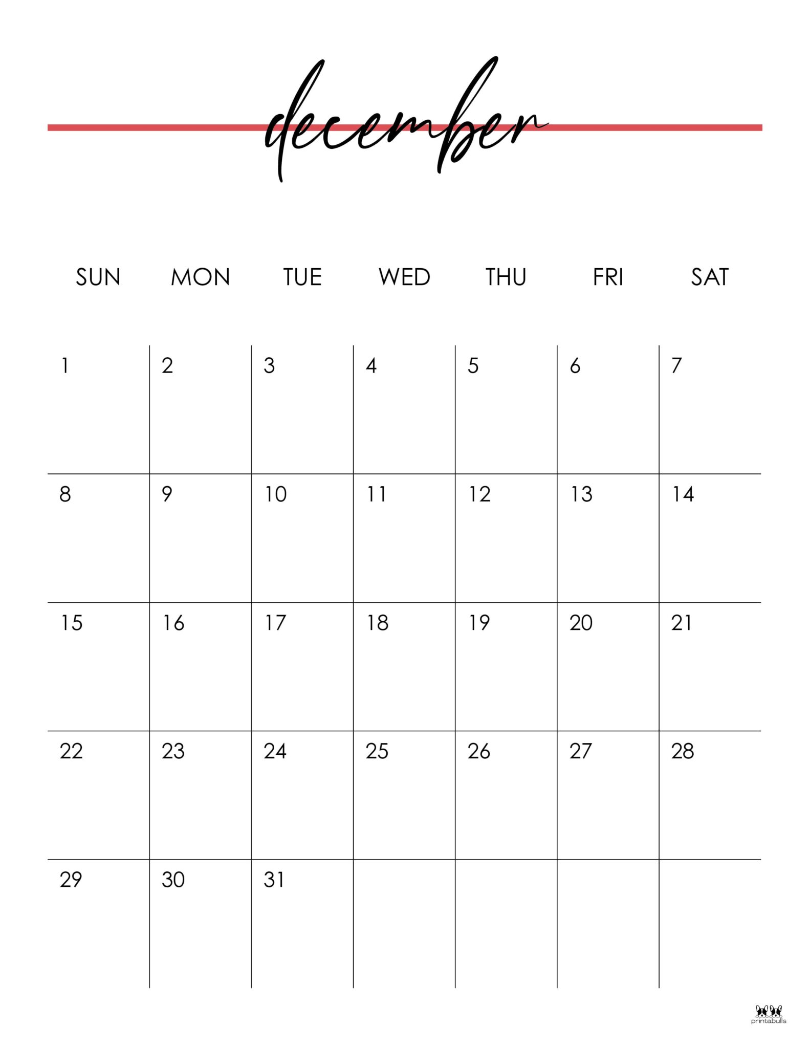 December 2024 Calendars - 50 FREE Printables | Printabulls
