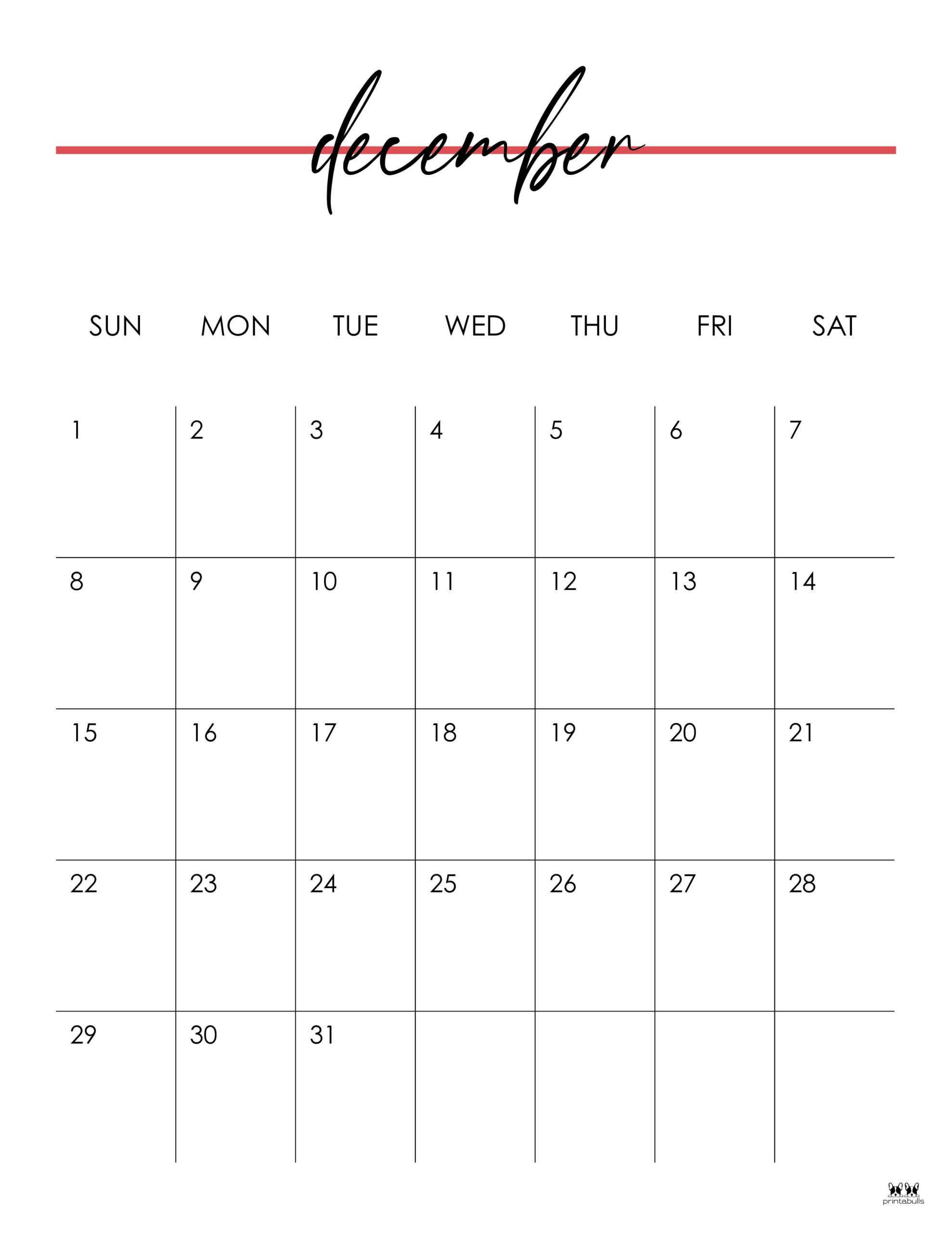 December 2024 Calendars - 50 FREE Printables | Printabulls