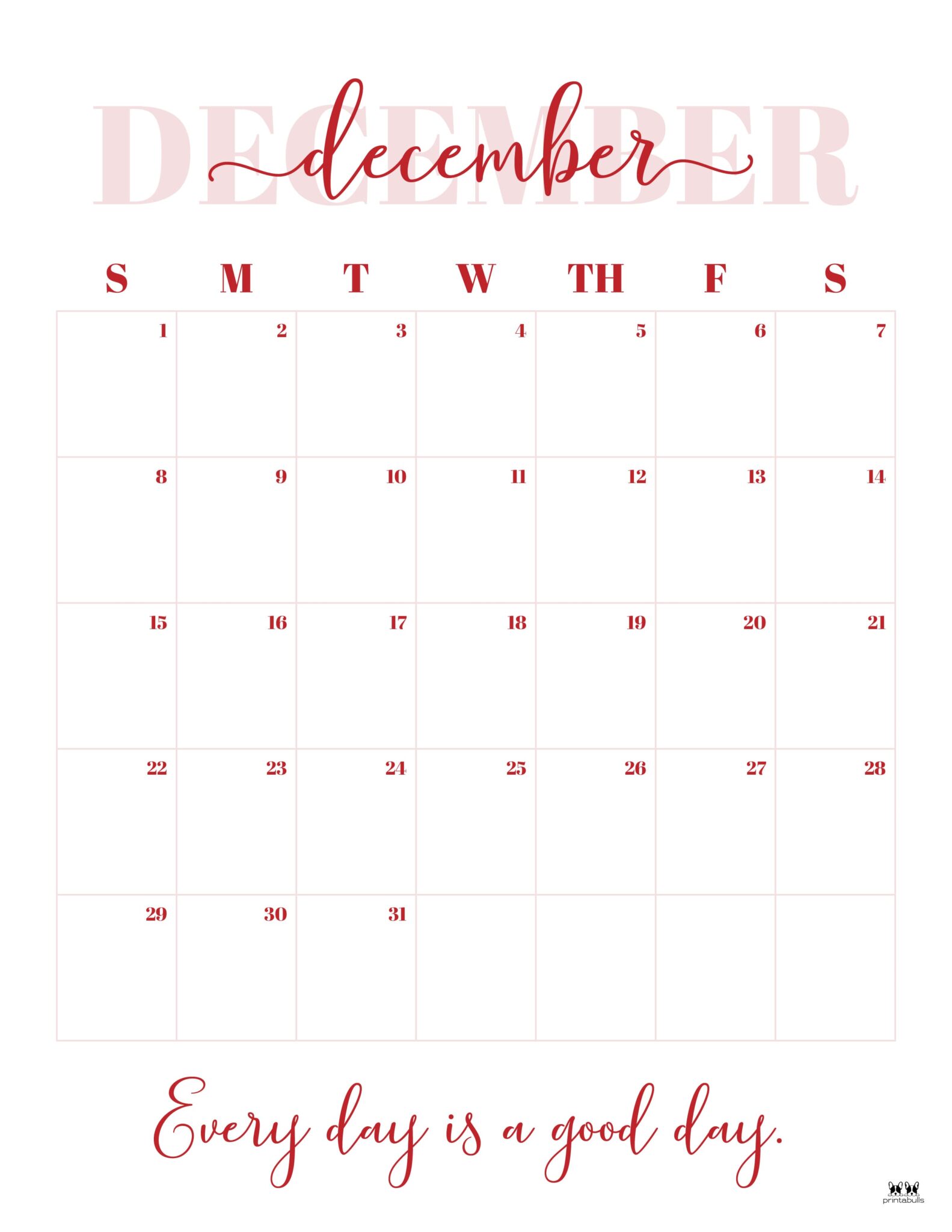 December 2024 Calendars - 50 FREE Printables | Printabulls