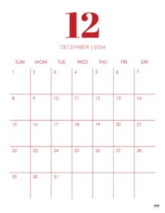 December 2024 Calendars - 50 FREE Printables | Printabulls