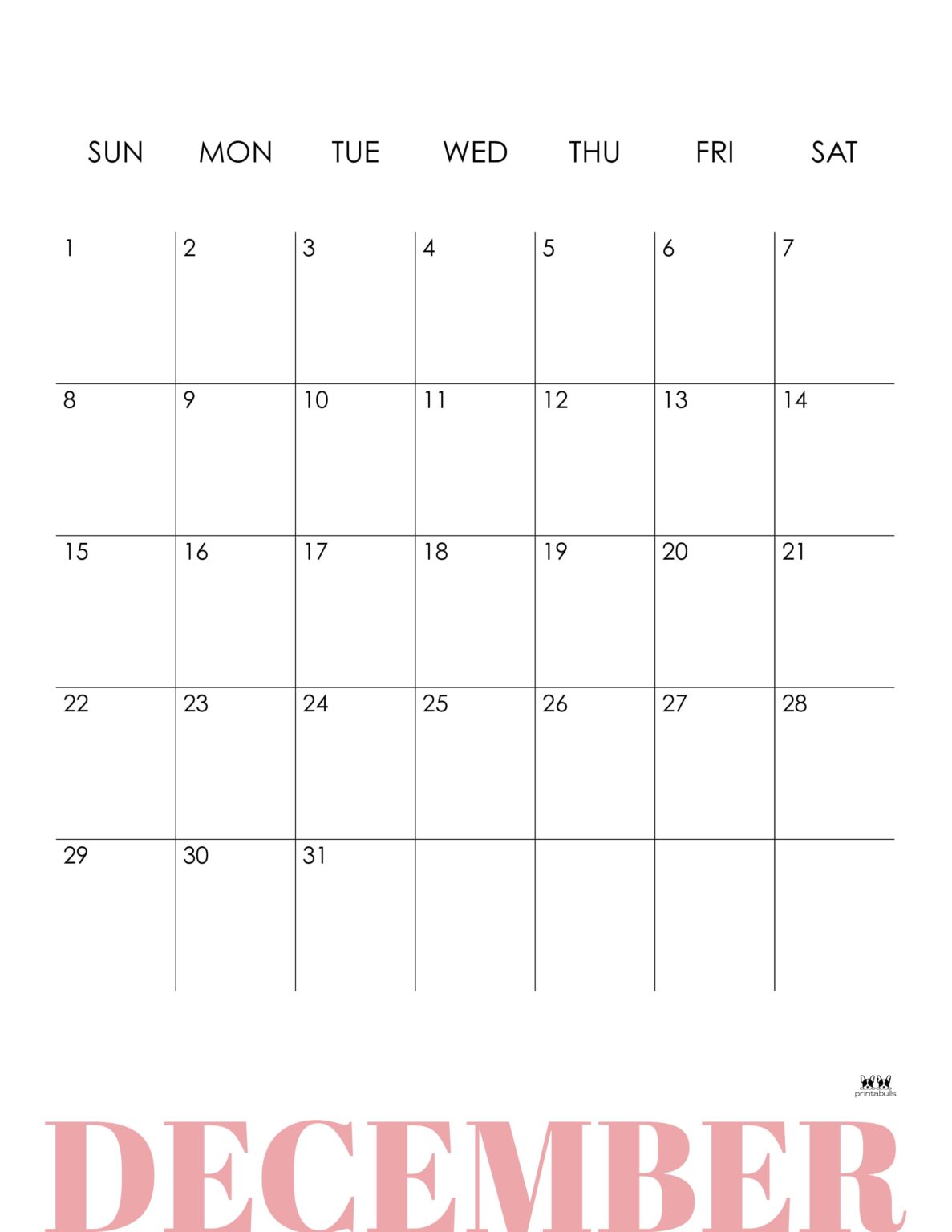 December 2024 Calendars - 50 FREE Printables | Printabulls