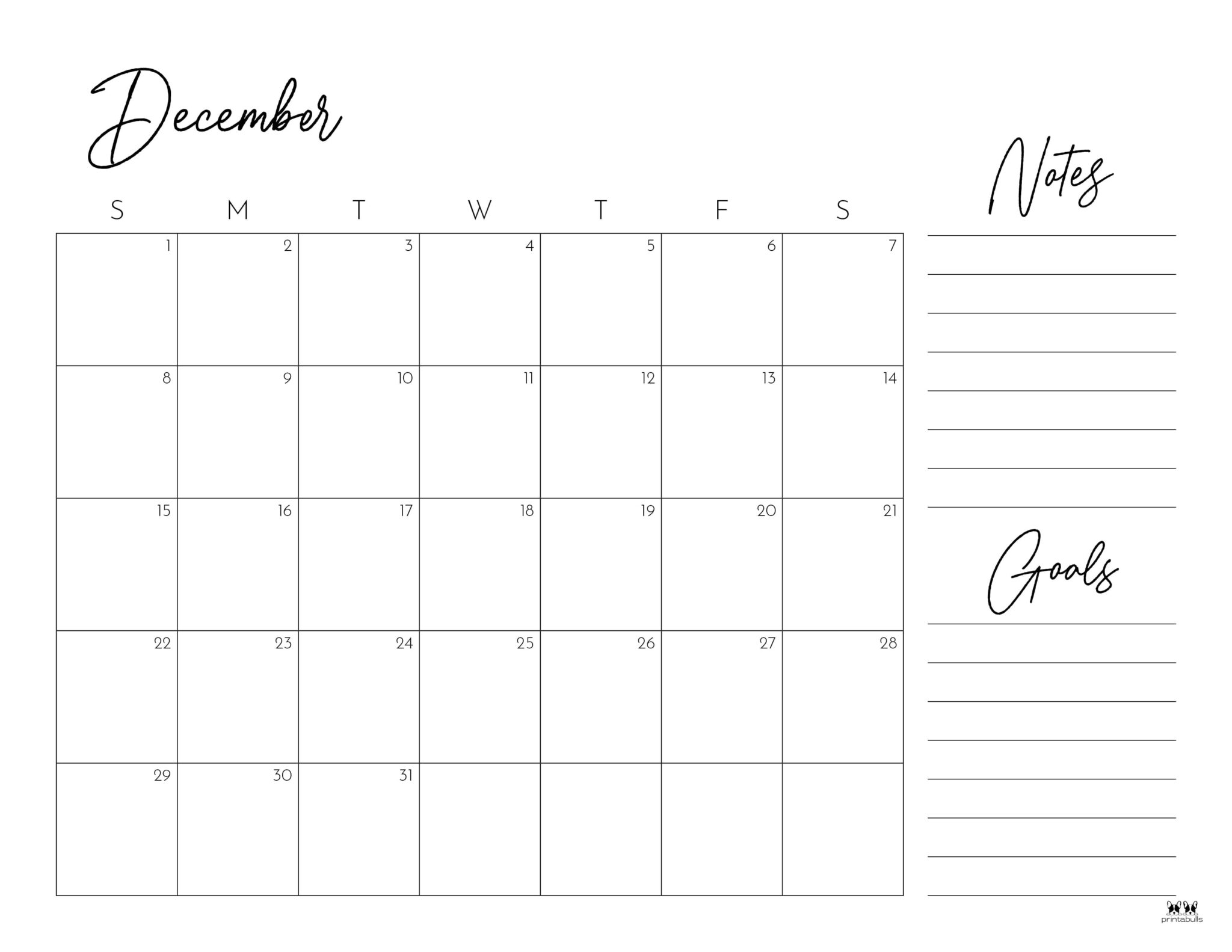 December 2024 Calendars - 50 FREE Printables | Printabulls