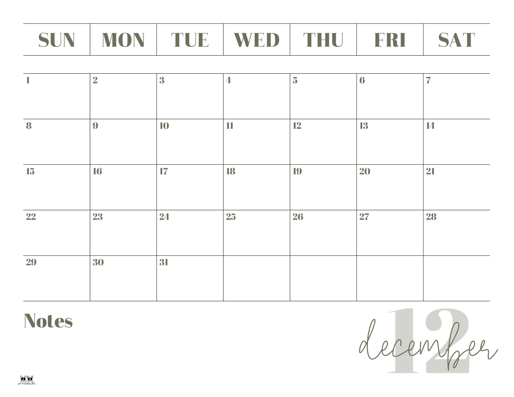 December 2024 Calendars - 50 FREE Printables | Printabulls