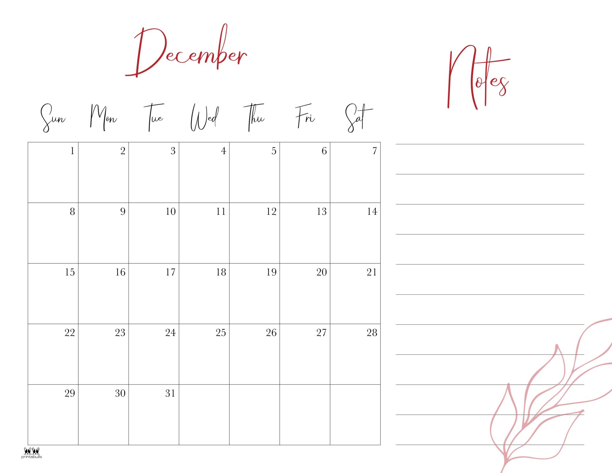 December 2024 Calendars - 50 FREE Printables | Printabulls