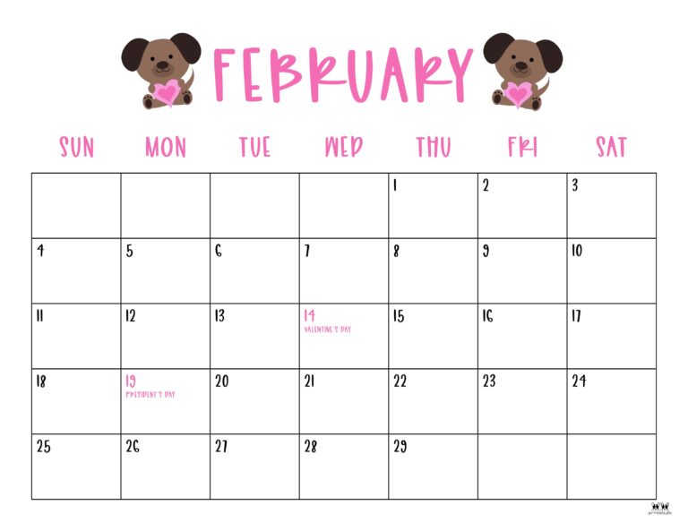 February 2024 Calendars - 50 FREE Printables | Printabulls