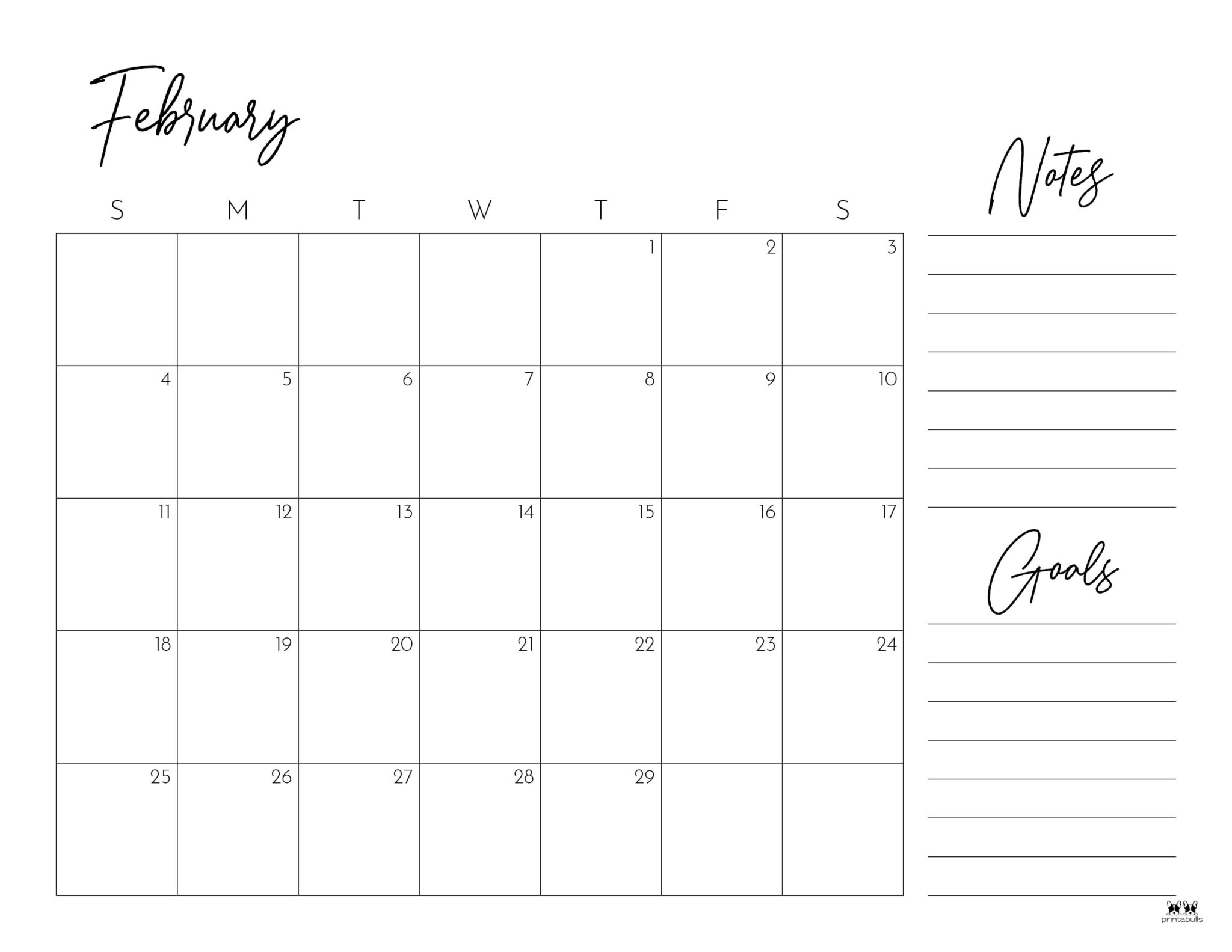 February 2024 Calendars - 50 FREE Printables | Printabulls
