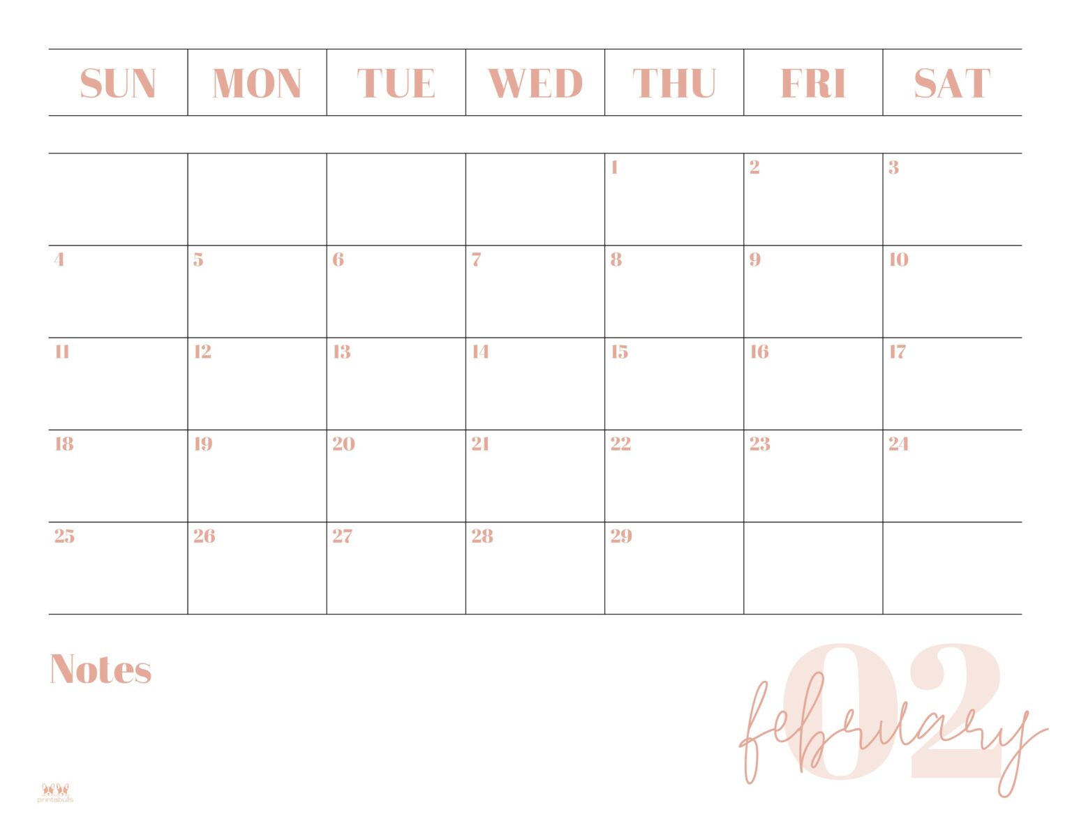 February 2024 Calendars - 50 FREE Printables | Printabulls