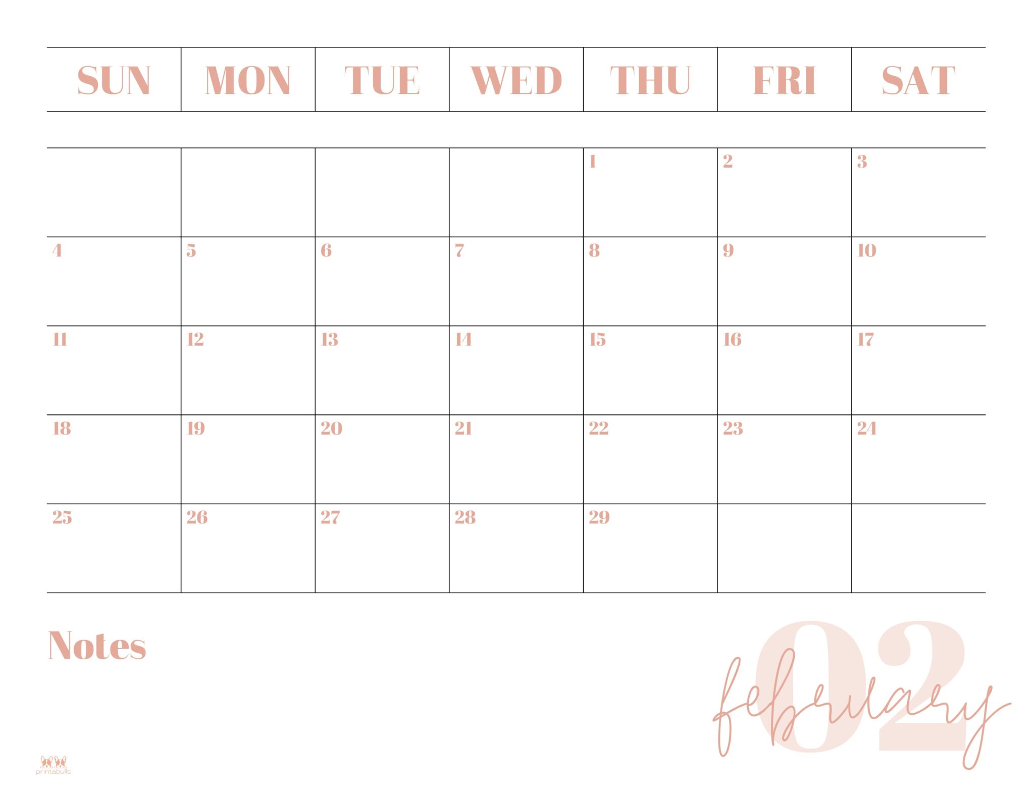February 2024 Calendars - 50 FREE Printables | Printabulls