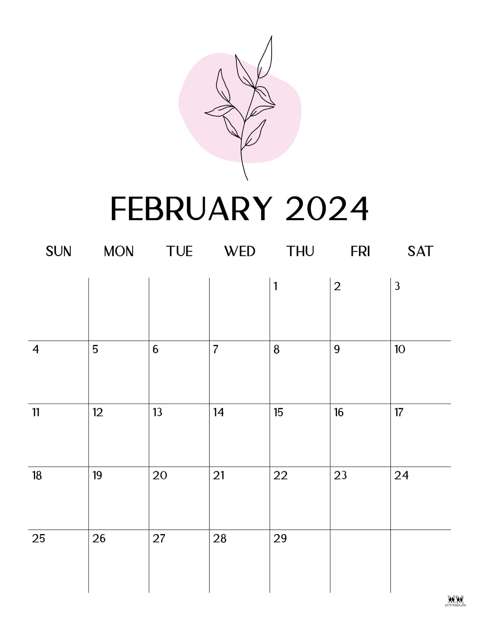 February 2024 Calendars - 50 FREE Printables | Printabulls