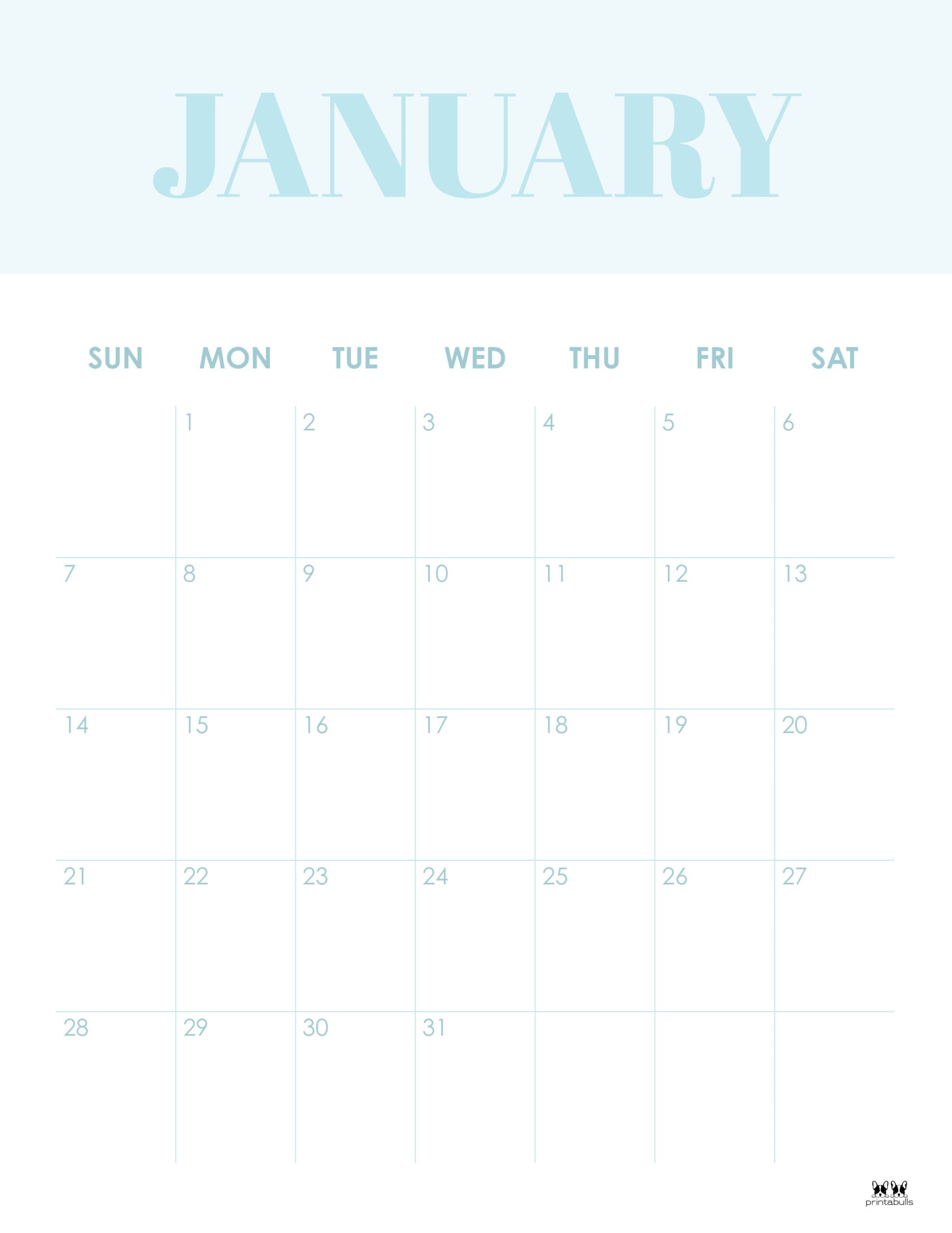 January 2024 Calendars - 50 FREE Printables | Printabulls