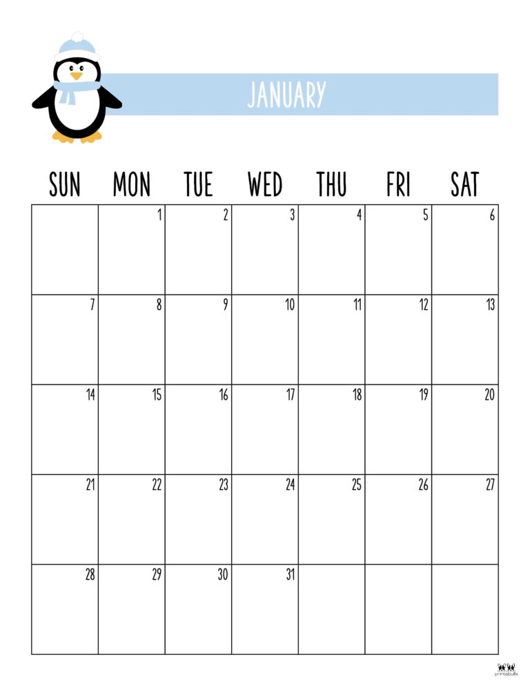 January 2024 Calendars - 50 FREE Printables | Printabulls