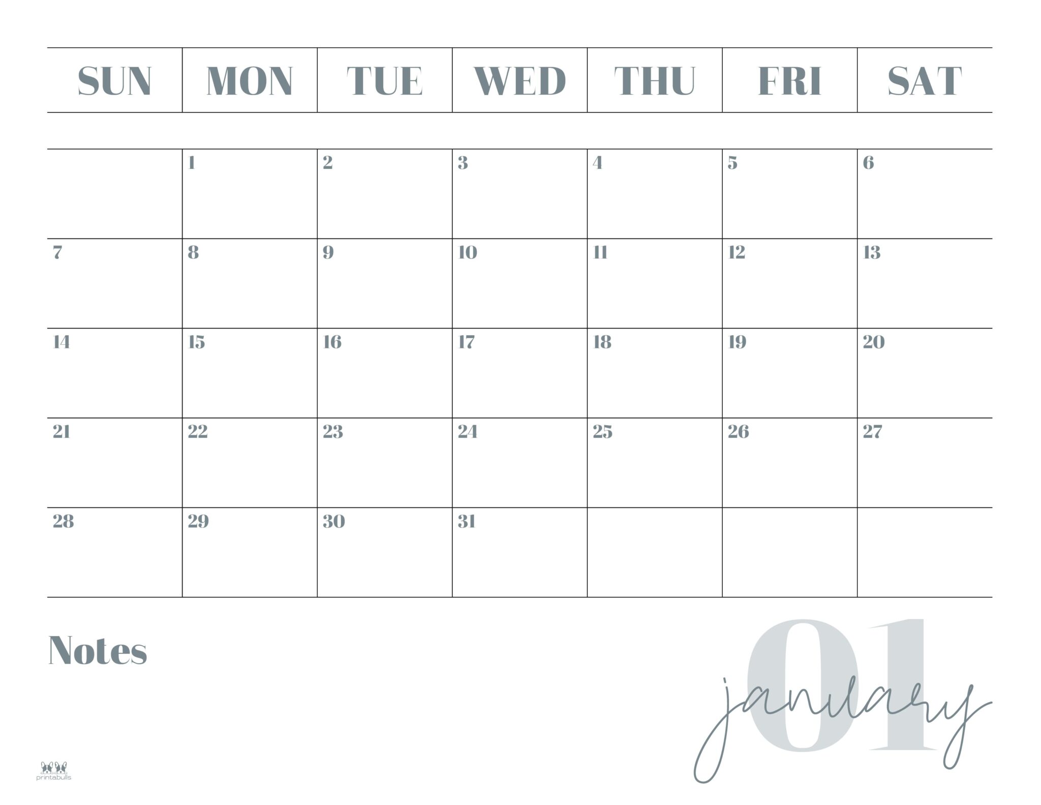 January 2024 Calendars - 50 FREE Printables | Printabulls