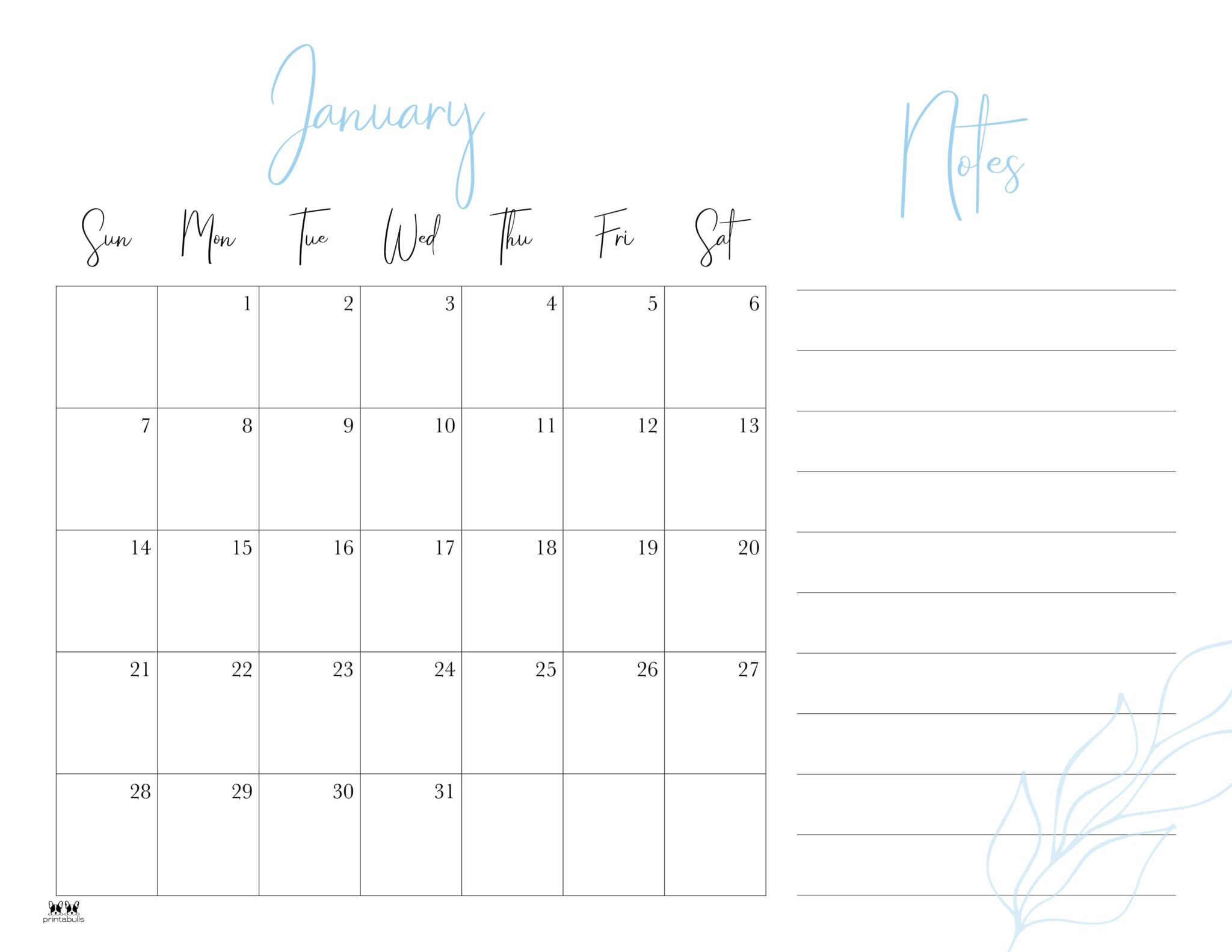 January 2024 Calendars - 50 FREE Printables | Printabulls