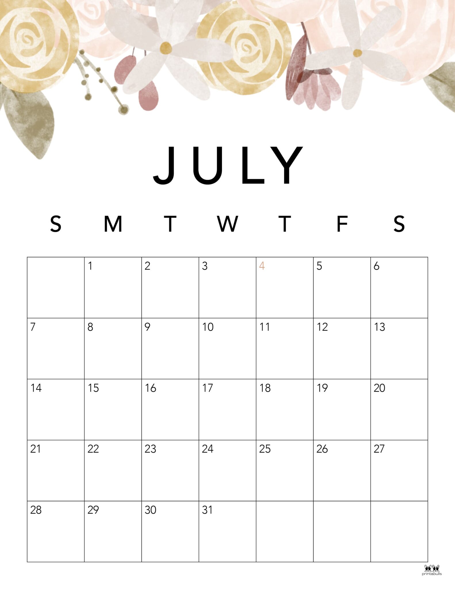 July 2024 Calendars - 50 FREE Printables | Printabulls