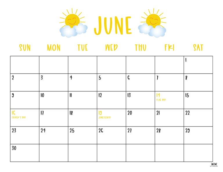June 2024 Calendars - 50 FREE Printables - PrintaBulk