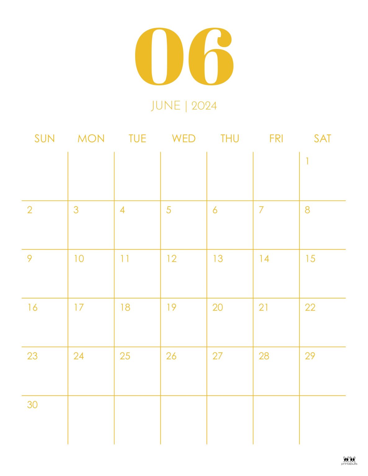 June 2024 Calendars - 50 FREE Printables | Printabulls