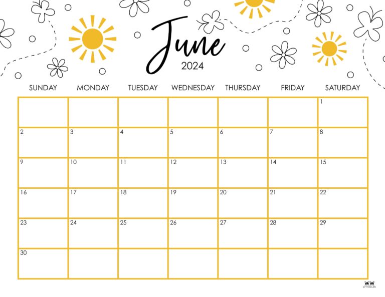 June 2024 Calendars - 50 FREE Printables | Printabulls