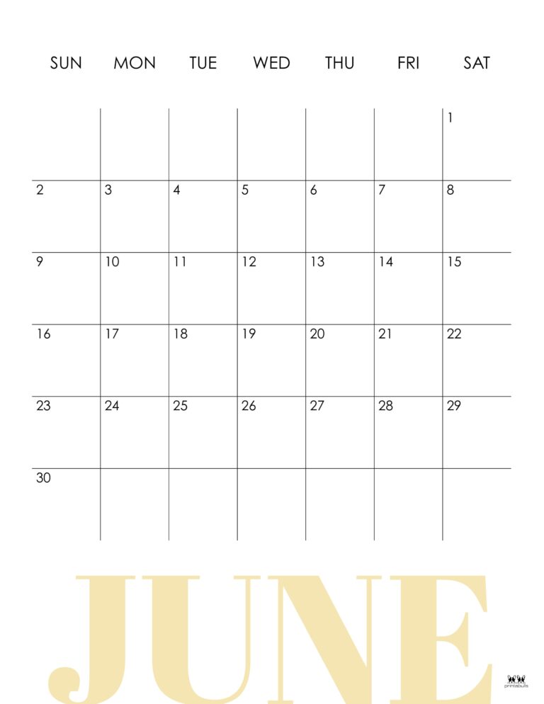 June 2024 Calendars - 50 FREE Printables | Printabulls