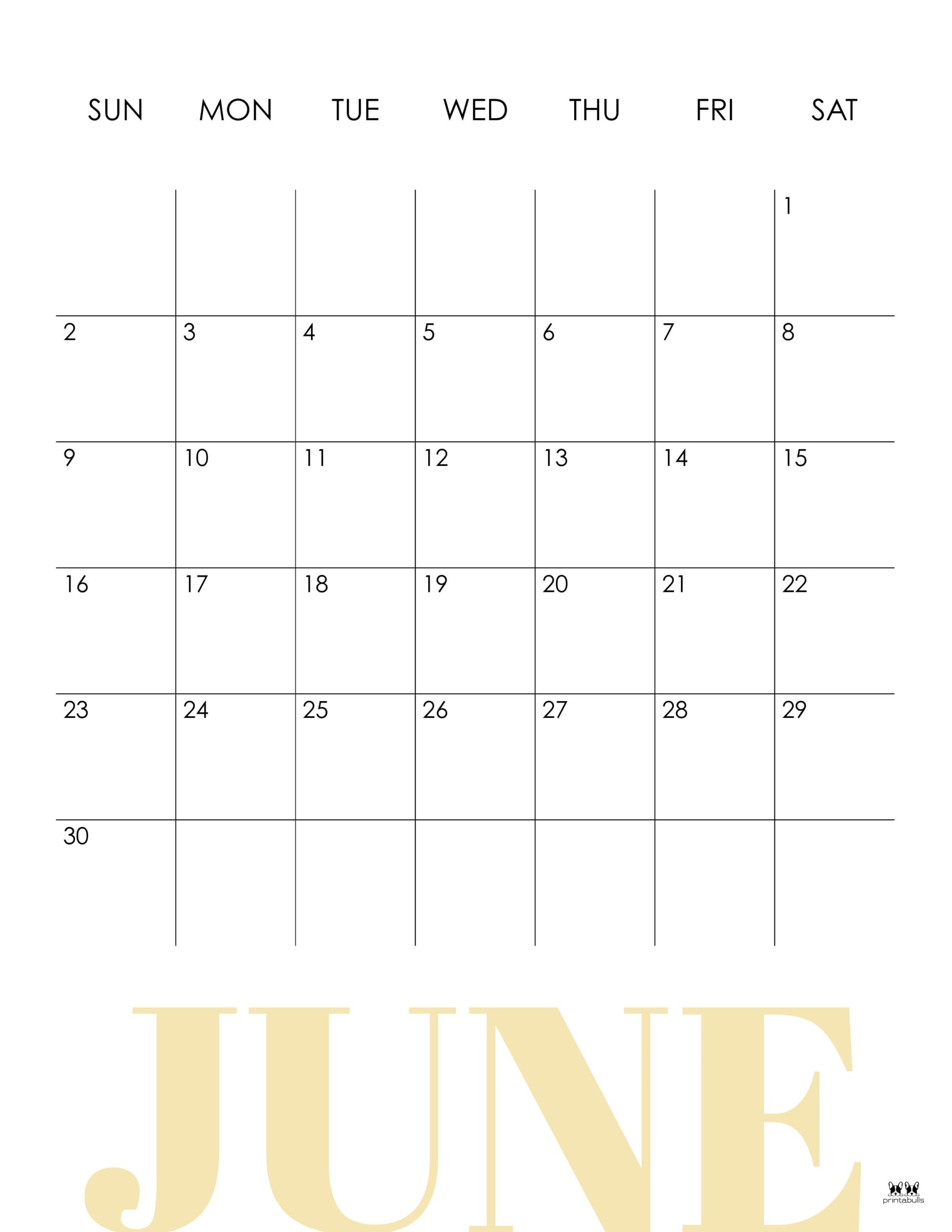 June 2024 Calendars - 50 FREE Printables | Printabulls