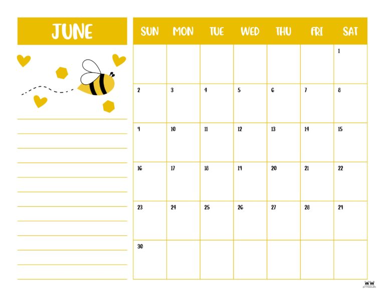 June 2024 Calendars - 50 FREE Printables | Printabulls