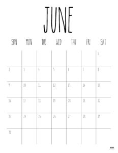 June 2024 Calendars - 50 FREE Printables | Printabulls
