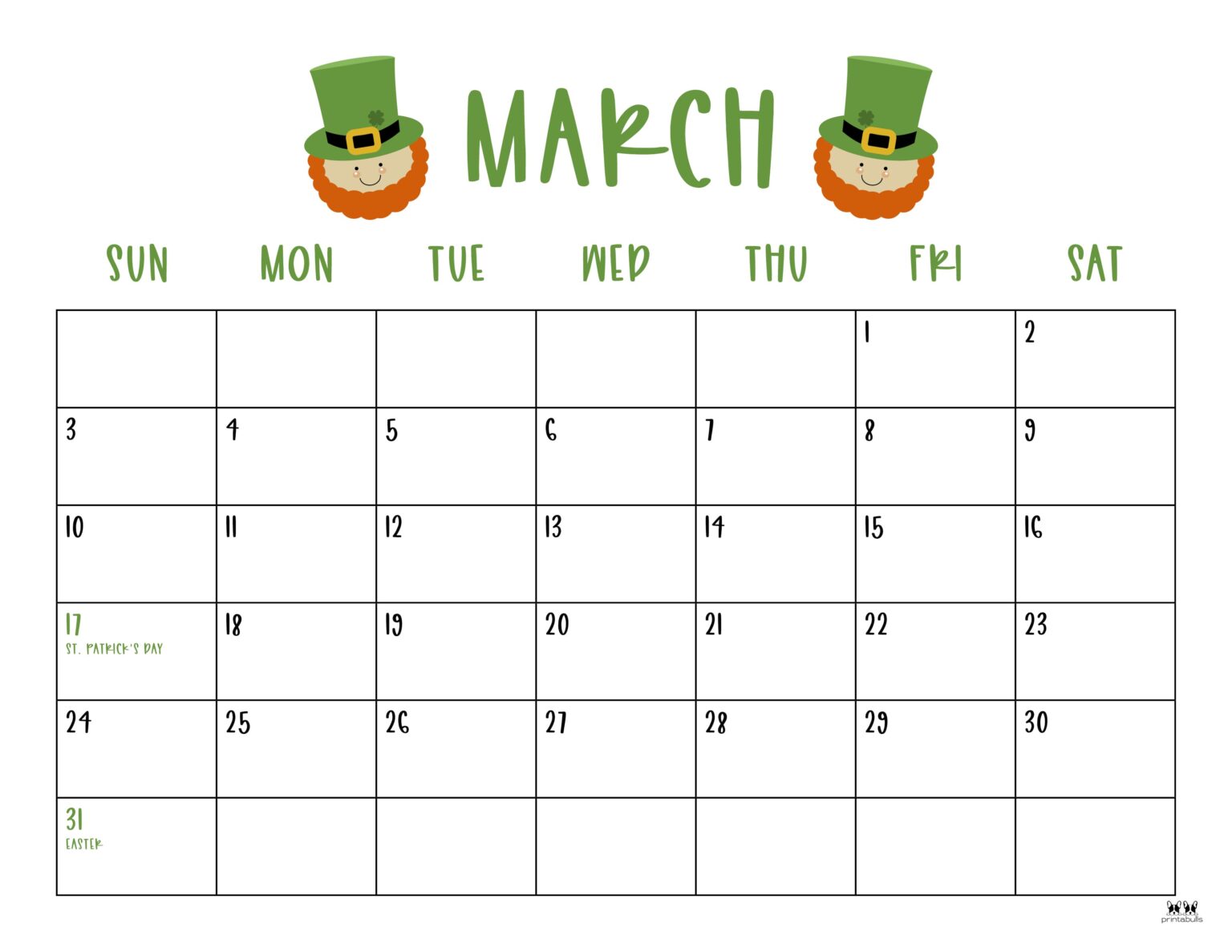 March 2024 Calendars - 50 FREE Printables | Printabulls